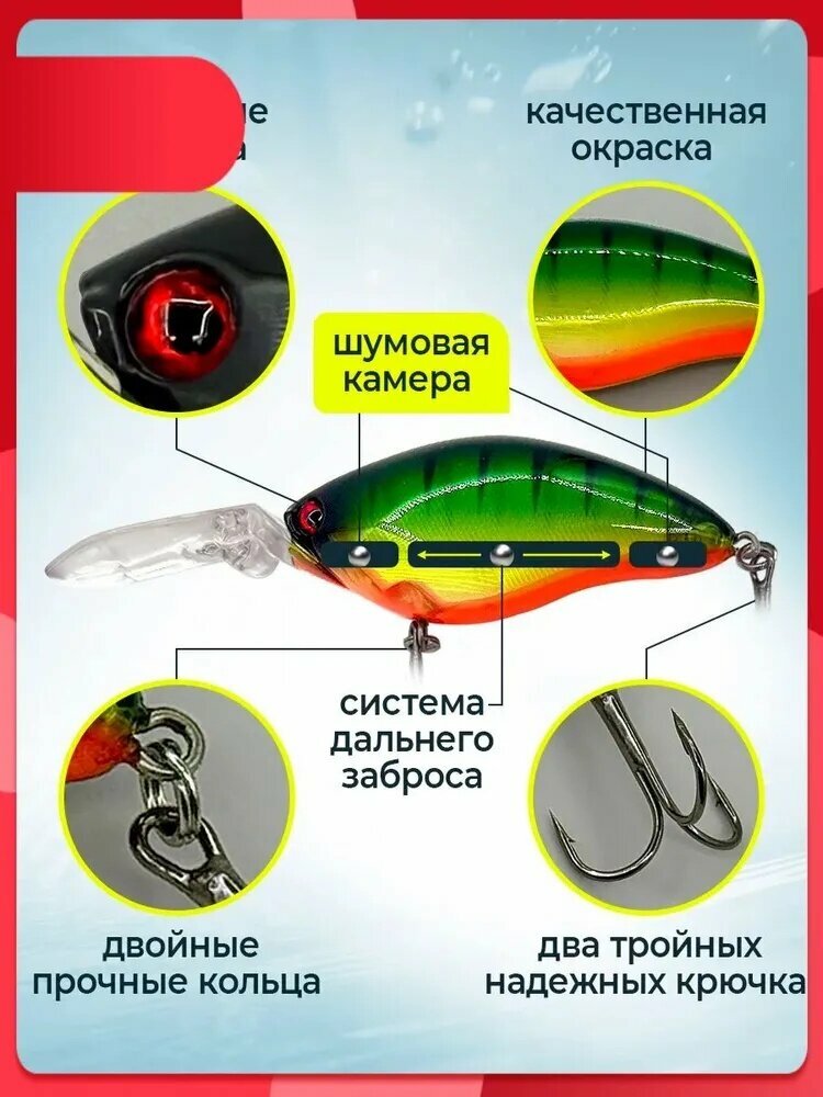 Эксклюзивный воблер, воблер глубоководный кренк для спиннинга и троллинга, приманка для ловли судака и щуки на глубине — фото 1
