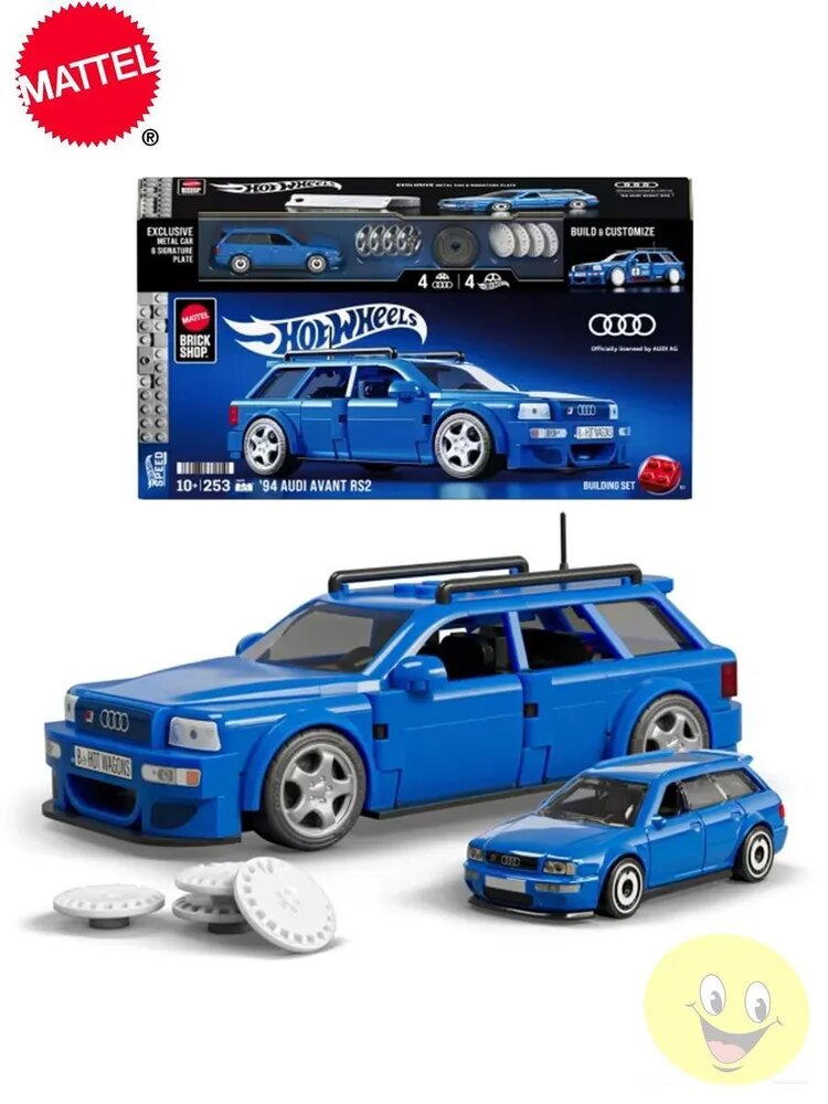 Игрушка Mattel Brick Shop Hot Wheels Audi Avant RS2 Building Toy Kit (253 Pieces), For Collectors