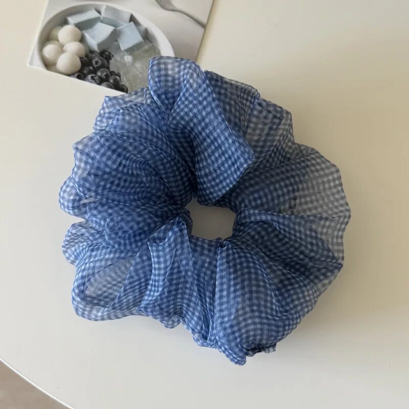 Синяя вязаная резинка для волос 06 Tibetan blue whit
