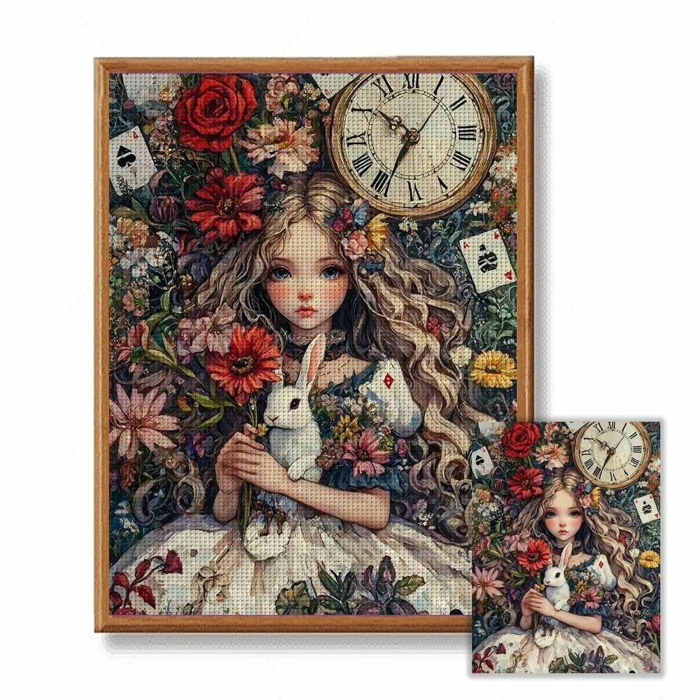 1 бесрамочная 14CT вышивка крестом 30 * 40cm / 11.8 * 15.7 in, кукольная девушка, в пределах 26 цветов, с иголками, нитками, чертежами, холстом.