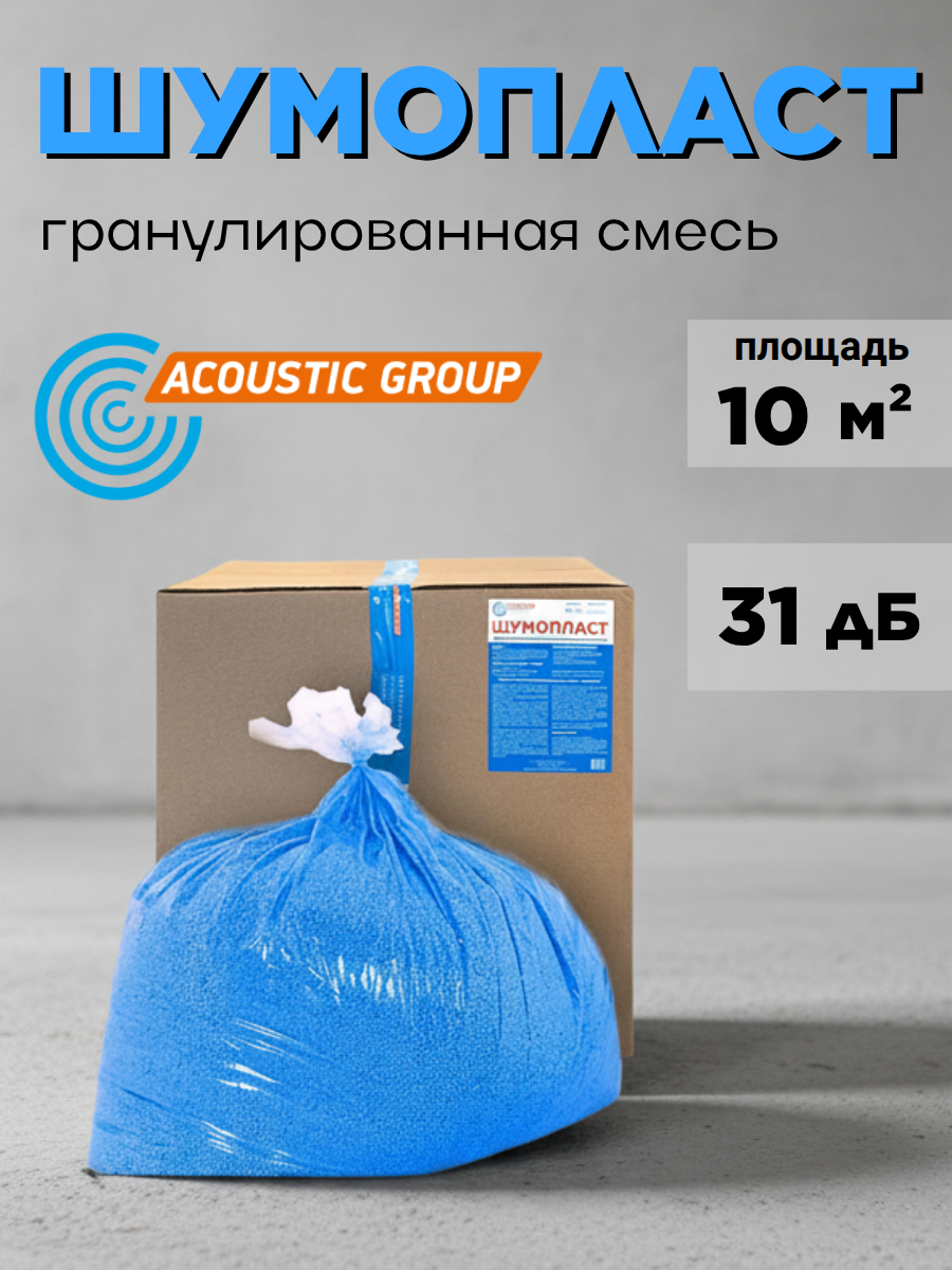Звукоизоляционный материал AcousticGroup "Шумопласт", 16,5кг, 10кв. м, полистирол, акрил, каучук