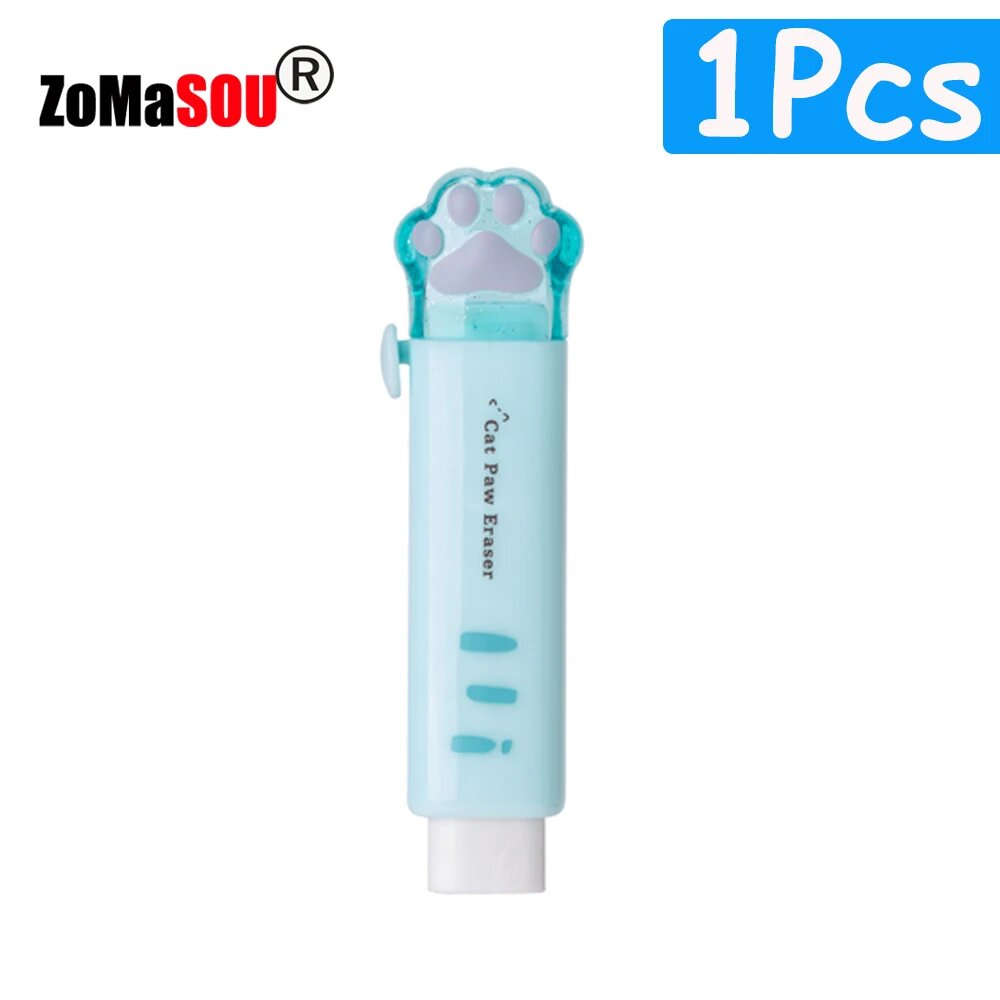 Kawaii кошачья лапа резиновые ластики 1pcs Blue