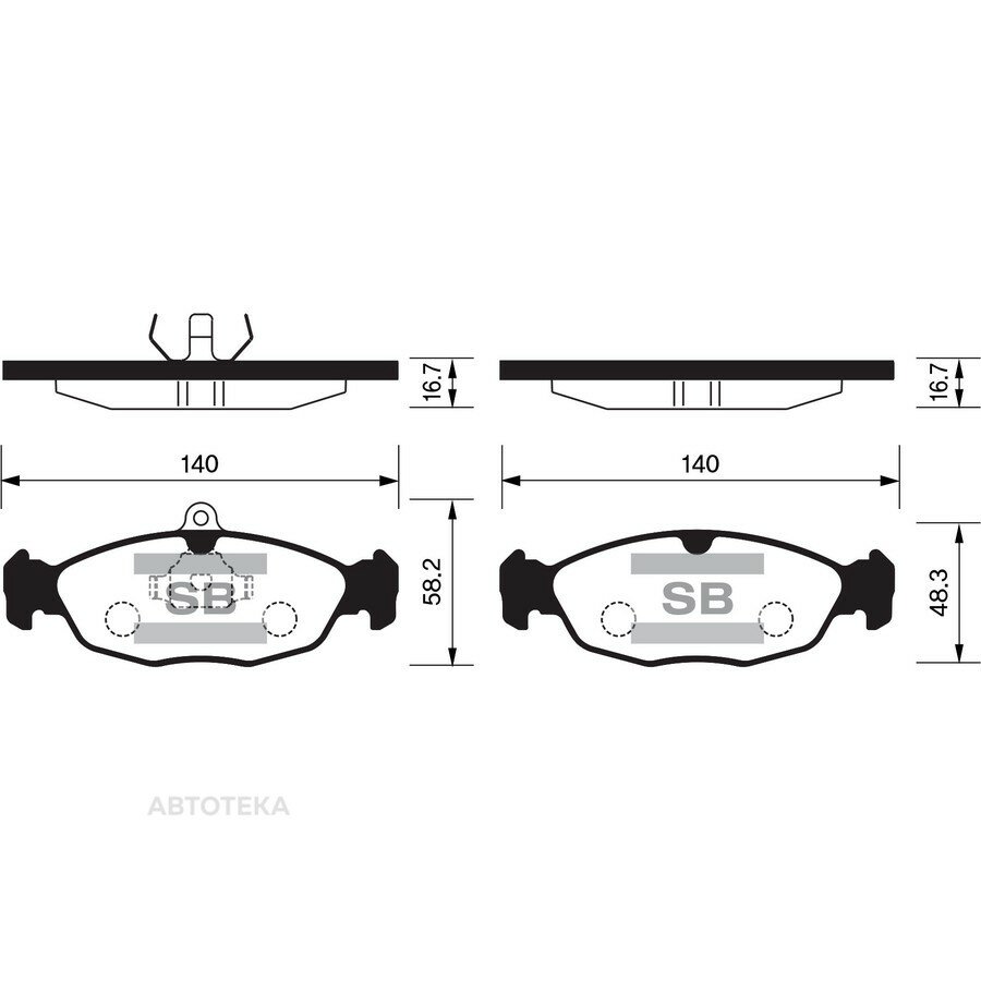 Колодки тормозные передние CHEVROLET LANOS (2005- ) DAEWOO CIELO (1994-2007) OPEL ASTRA I F (1991-2000)/ VECTRA A (1988-1995) SANGSIN BRAKE SP1220