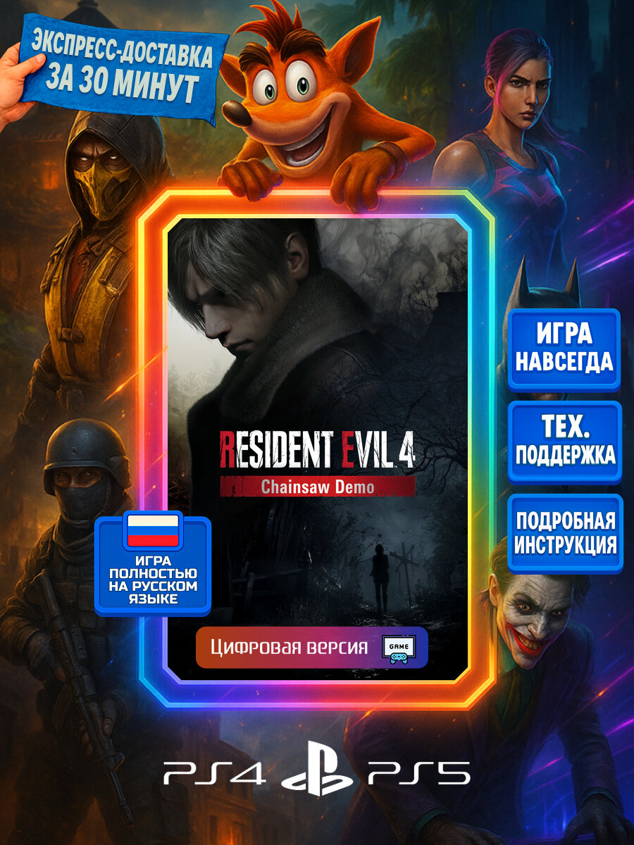 Resident Evil 4 Chainsaw Demo PS4/PS5 | Моментальная доставка | Полностью на русском языке | Ужасы
