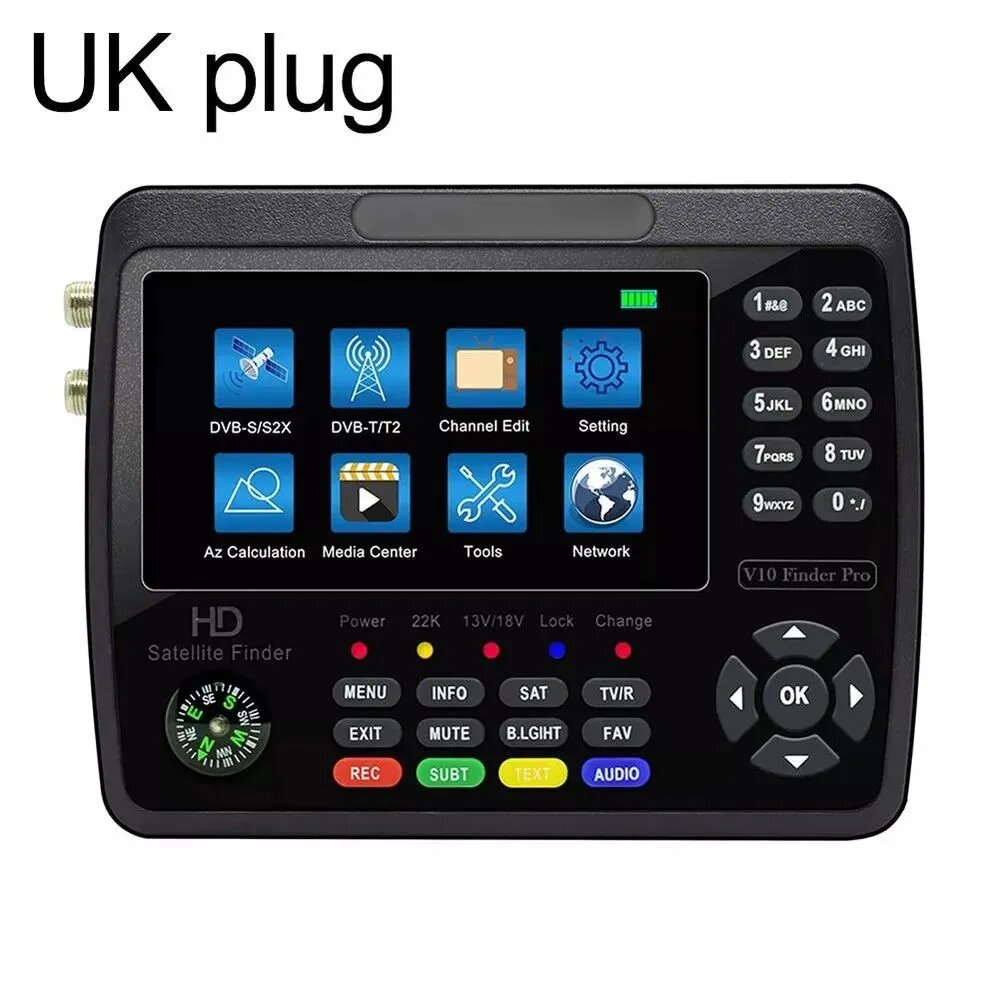 Измеритель спутникового сигнала V10 Finder, спутниковый искатель 1080P, DVB-S/S2/T/T2 с ЖК-дисплеем
