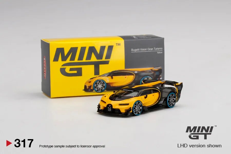 MINI GT 1:64 #317 Bugatti Vision Gran Turismo Yellow Коллекционная машинка
