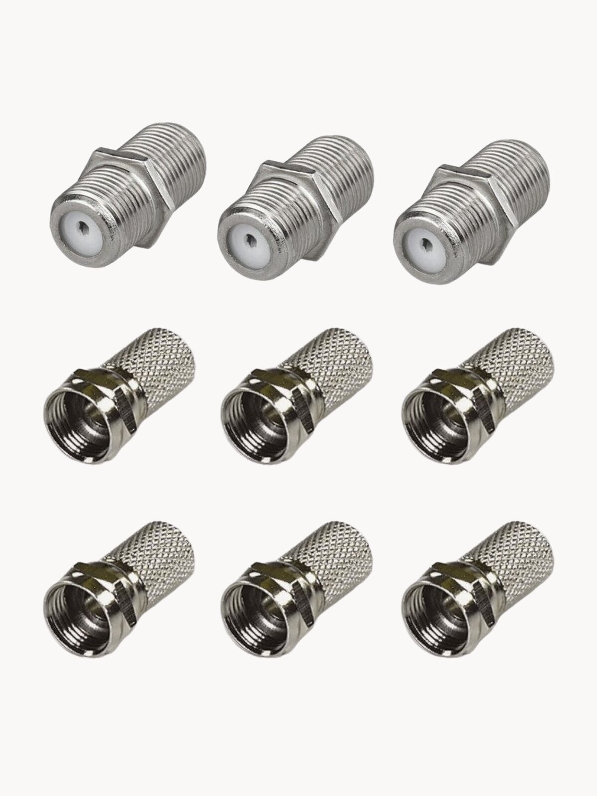 Соединитель антенного кабеля " бочка с F-ками" набор 3 штуки