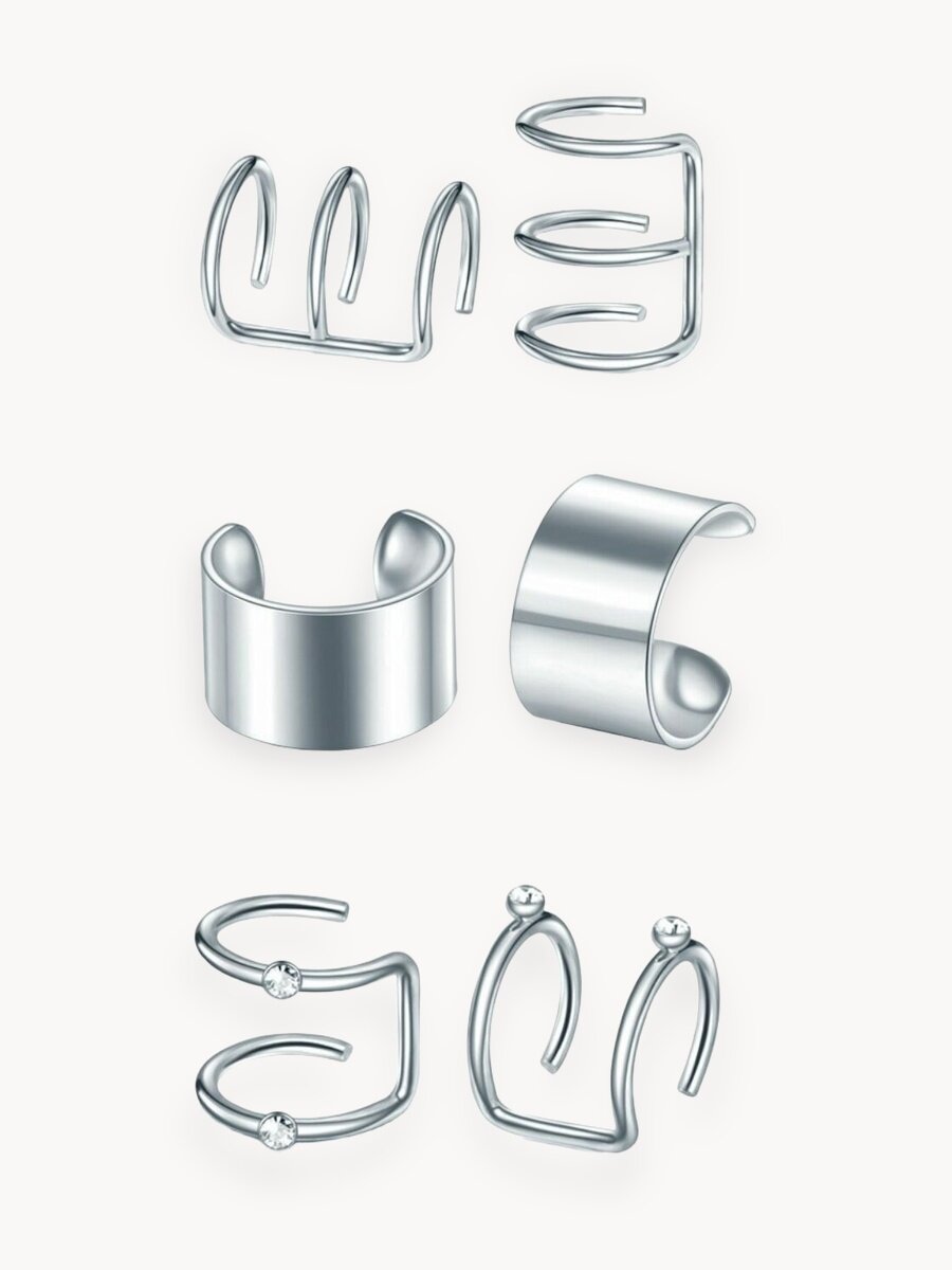 Серьги каффы, фианит