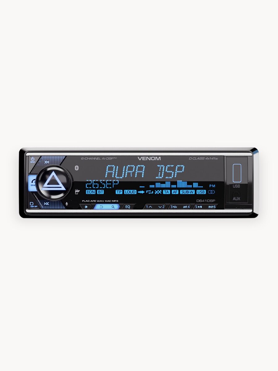 Автомагнитола Aura VENOM-D641 DSP 1Din, Bluetoоth, USB, AUX, MP3, WAV, APE, AAC