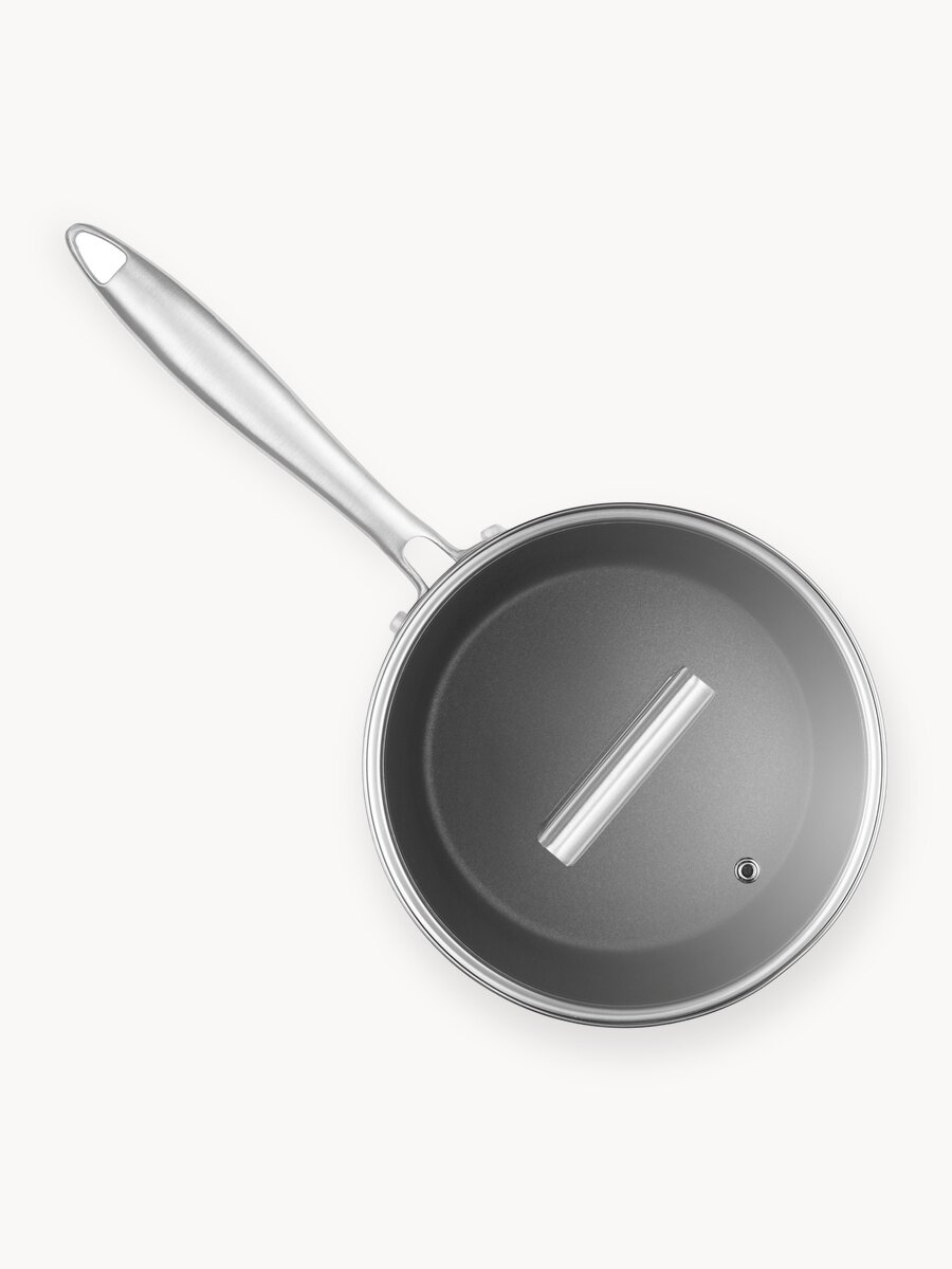 Ковш из алюминия Pragma Pameg 1,8 л с антипригарным покрытием, крышка в комплекте, индукция