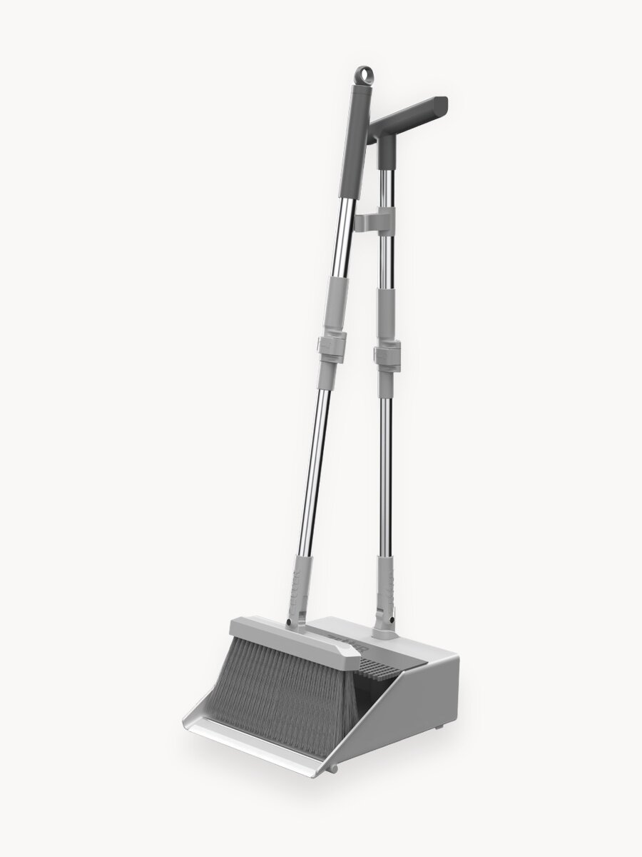 Щетка с совком Zetter M, комплект для уборки, телескопические ручки, цвет белый