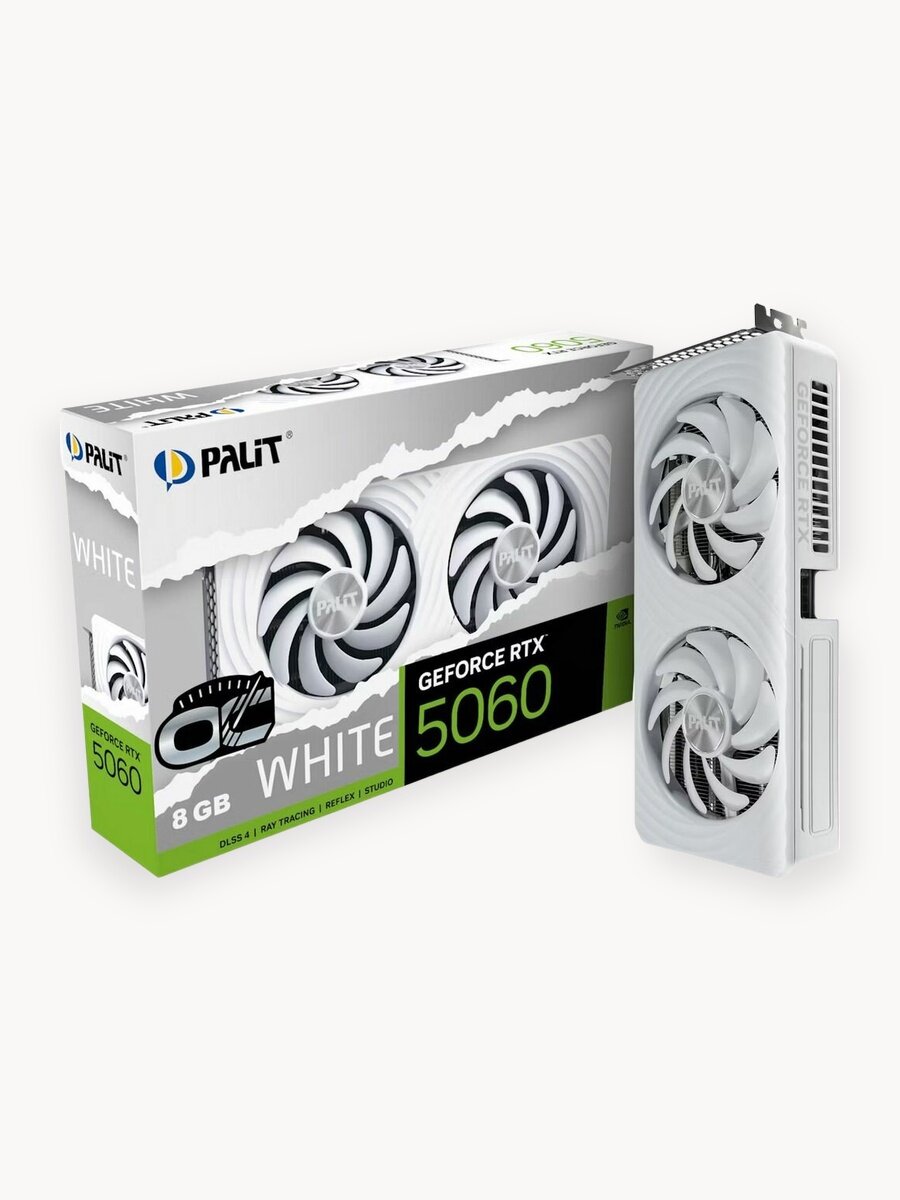 Видеокарта Palit RTX5060 WHITE OC 8GB GDDR7 128bit 3xDP HDMI 2FAN RTL