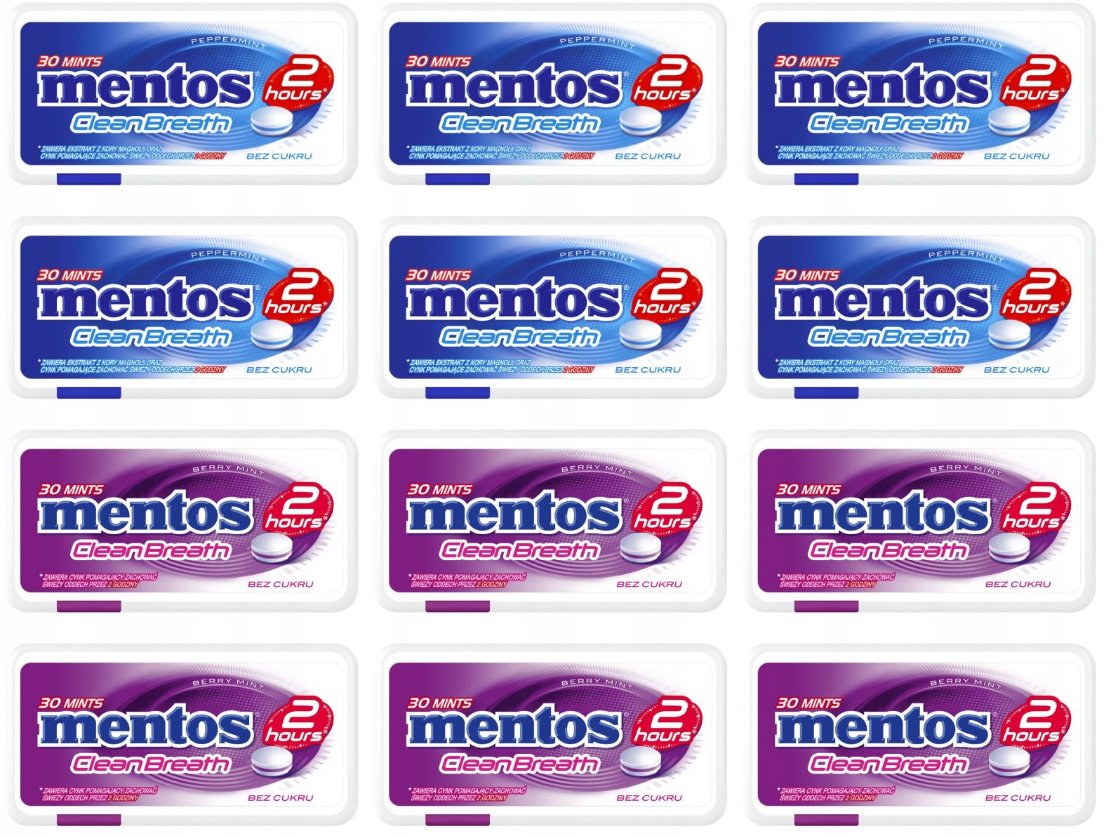 Леденцы Mentos Clean Breath: ягодный и мятный вкус, без сахара, 12х21г - 5903815534829