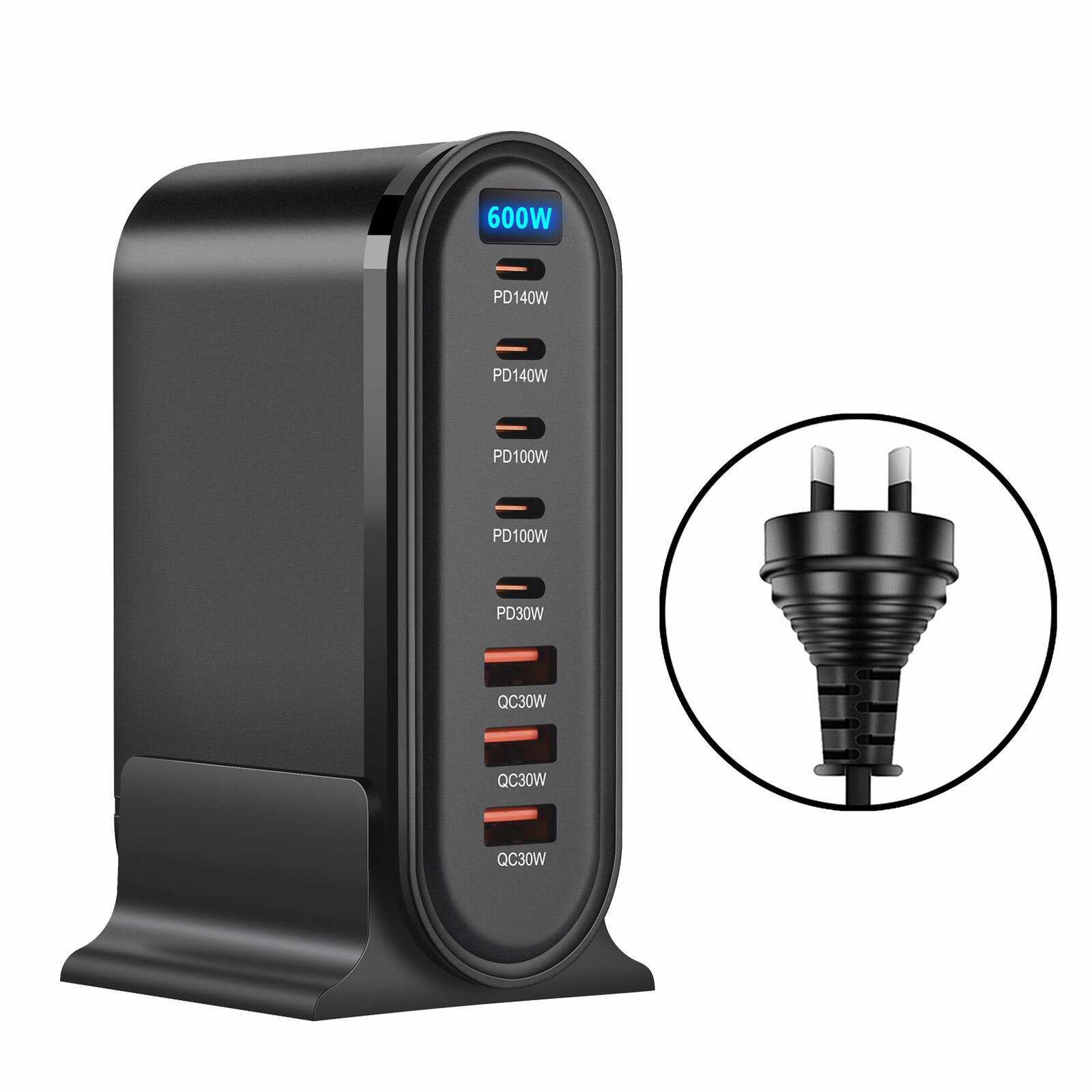 8-ПОРТОВЫЙ USB C емкостью 600 Вт для быстрой зарядки мобильных телефонов