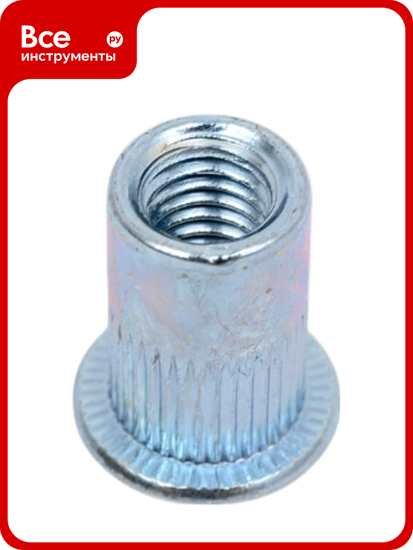 Заклёпка резьбовая с насечкой BEFAST М6x15 цинк, стандарт борт, 50 шт ZG061550S оцинкованная стальная гильза