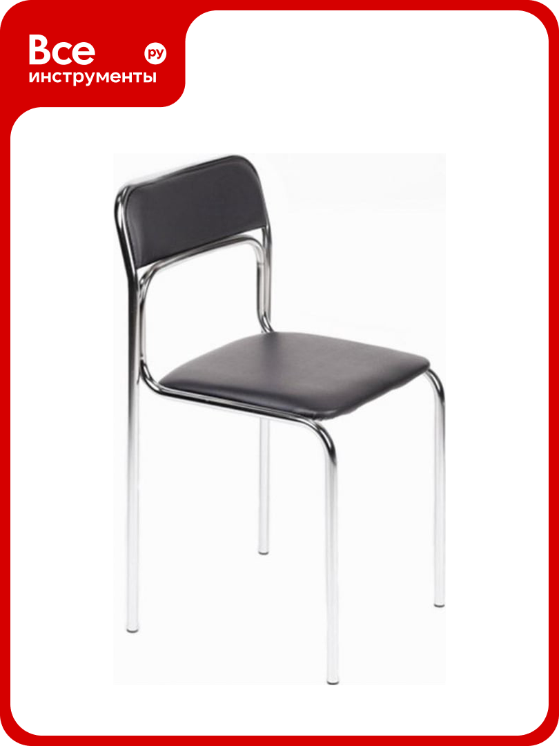 Стул ООО Комус UP_Аскона каркас хром, кожзам, черный Z11 614447, хромированного метала, устойчива