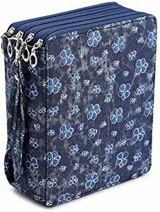 Сумка-пенал Amazon Cross-Border Secret Garden, искусственная кожа, 120 отверстий, джинсовый в цветочек