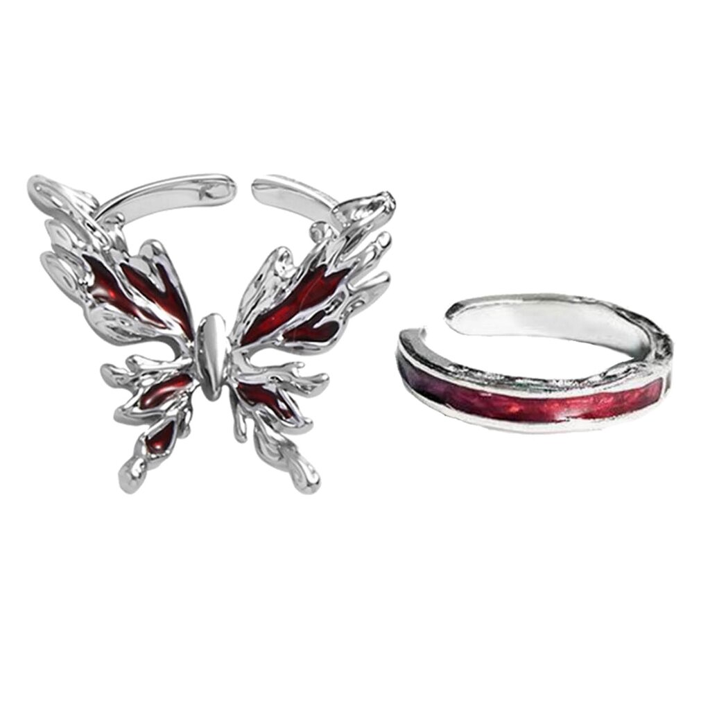 Кольца-Бабочки с Жидкой Глазурью Drop Glaze для Женщин Y2K Open Ring Vintage Jewelry