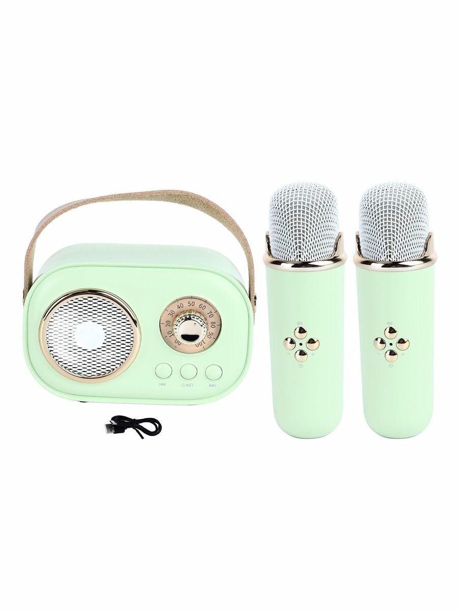 Портативная мини-караоке-машина с 2 беспроводными микрофонами, Bluetooth-колонка с микрофоном для пения на домашней вечеринке