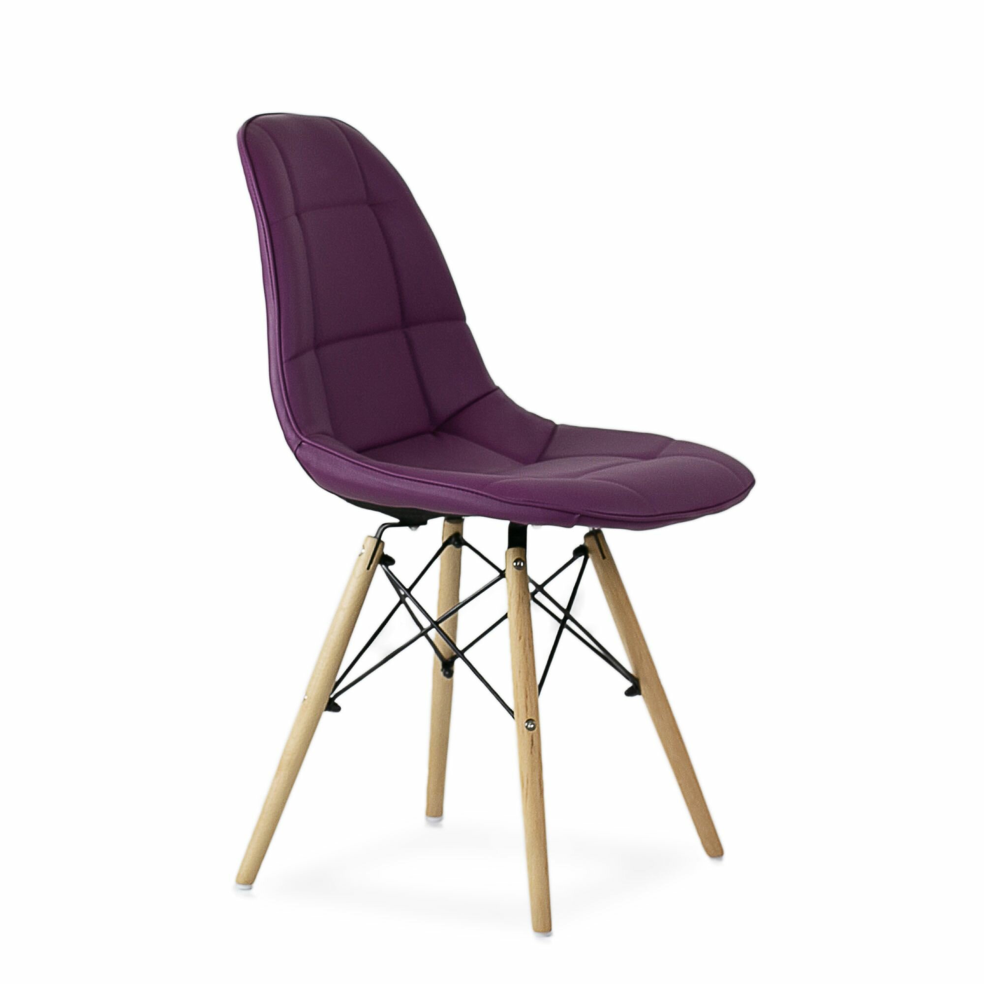 Стул Pulsante STOOL MARKET фиолетовый, экокожа, дерево, мягкое сиденье, без подлокотников