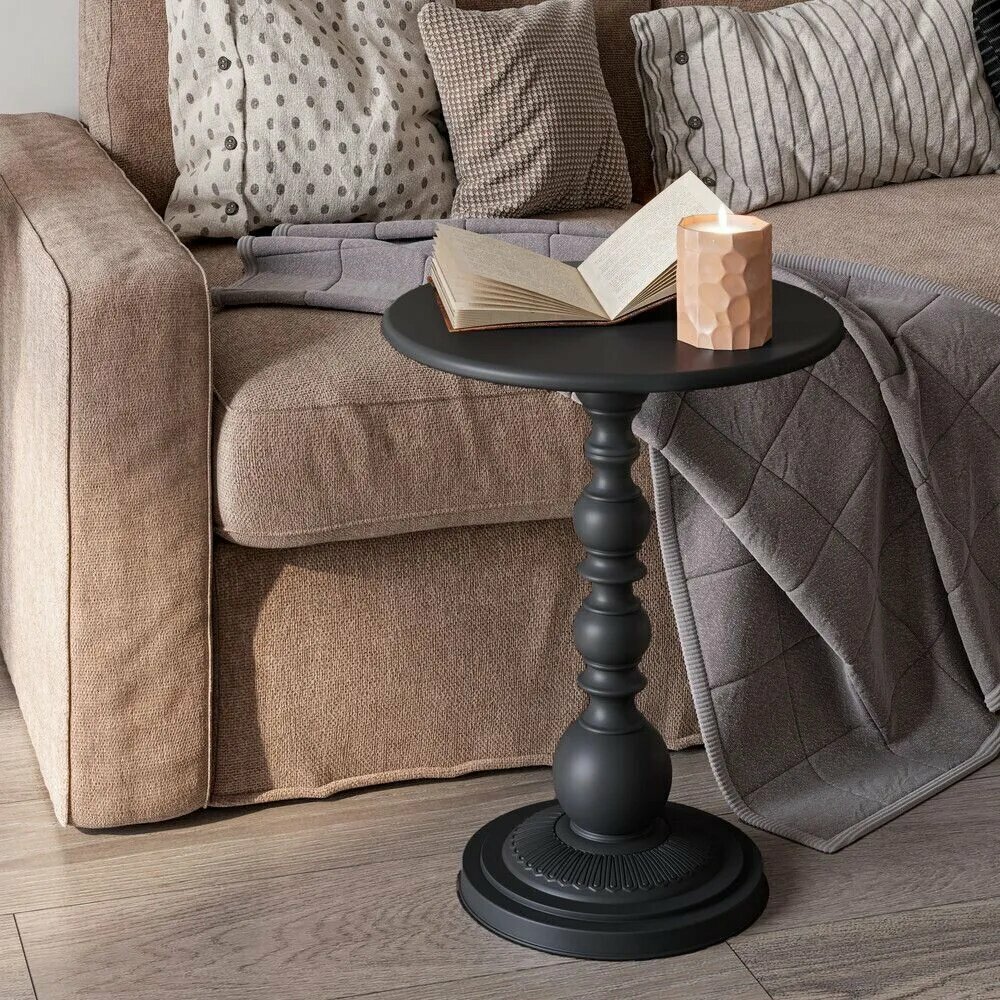 Черный прикроватный столик, небольшой столик для чая, ретро-прикроватный столик, небольшой круглый столик35х35х52см