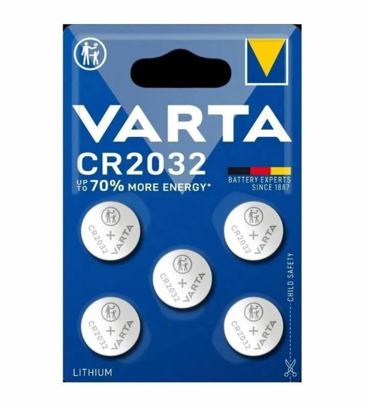 Батарейка VARTA Lithium CR2032, литиевые, 5 шт. (5 шт. в блистере)