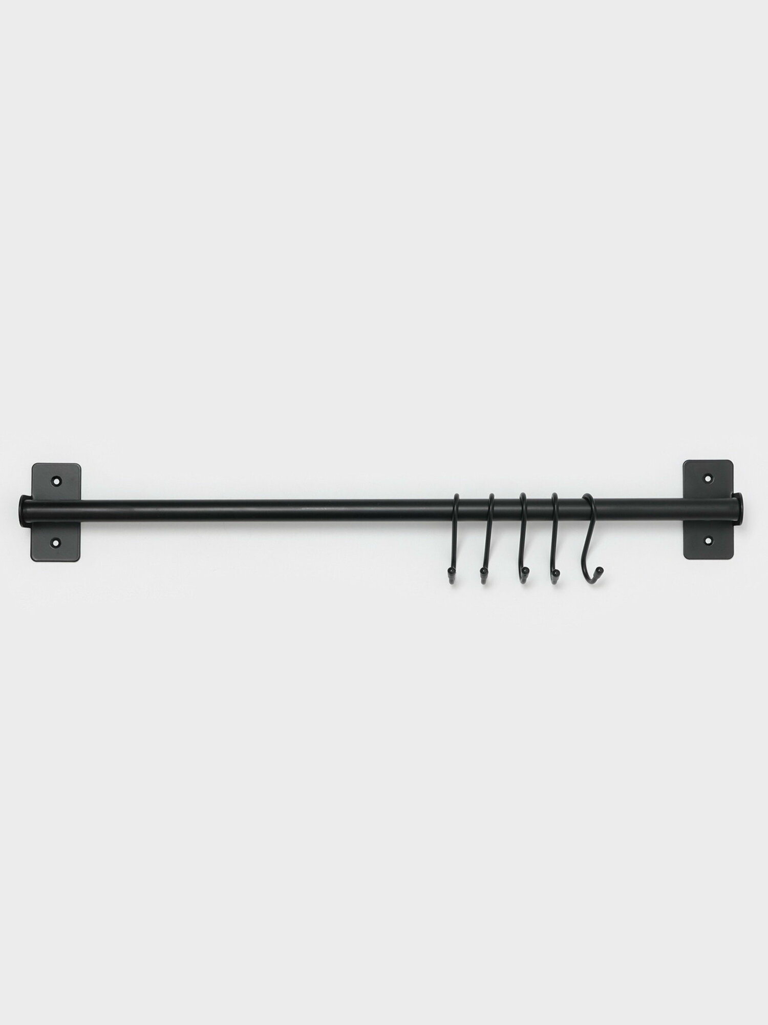 Рейлинговая система для кухни, 57 см, 5 крючков, чёрная, цвет: чёрный