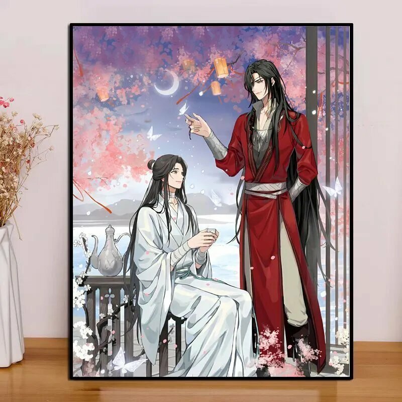 Картина По Номерам, Аниме благословение небожителей/Heaven Official's Blessing, Декоративная роспись 30x40cm