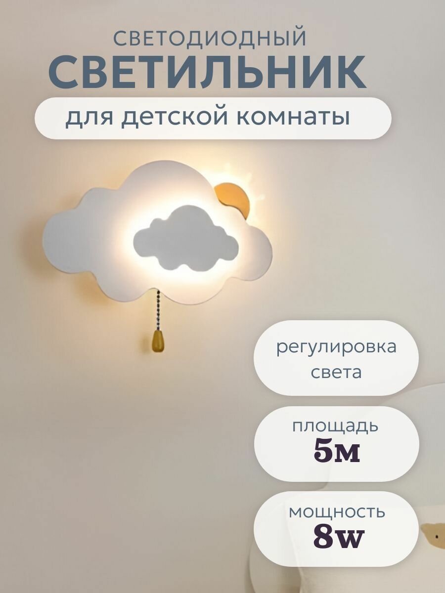 Настенный светильник детский Бра Облако с регулировкой света
