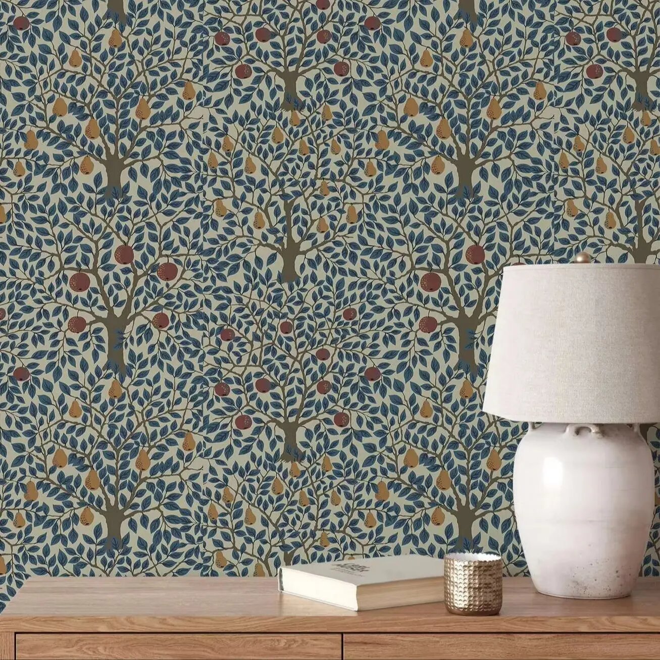 Обои Pixel&Wall Apelviken Pomona, синие, 50x30 см, образец