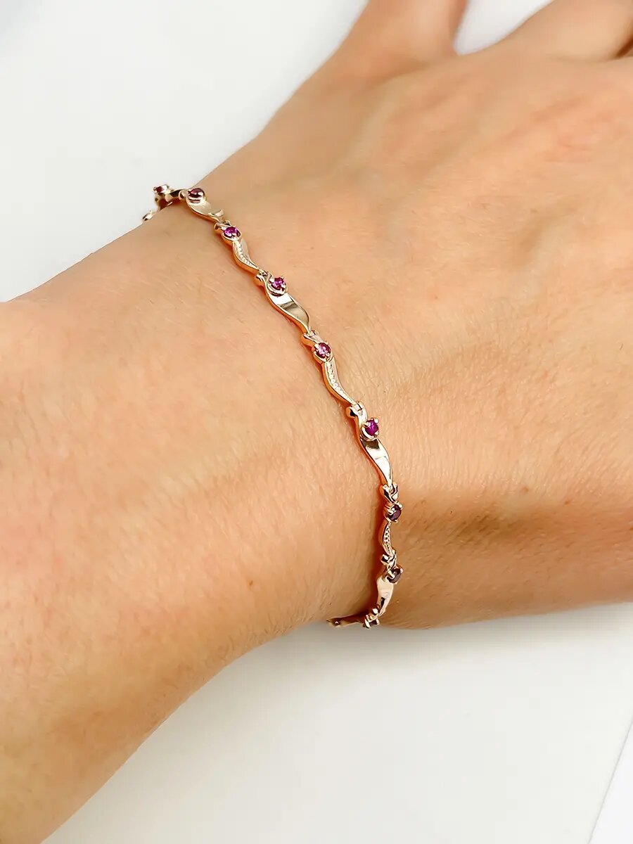 Браслет, красное золото, 375 проба, бриллиант