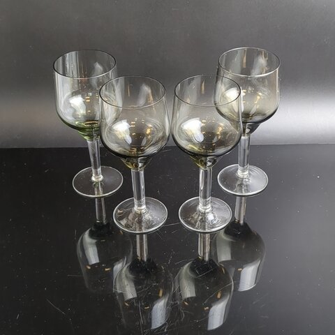 Бокалы набор из 4 штук стекло цветное дымчатое, 14.5 см, 150 мл, винтаж СССР 1970-1990 гг