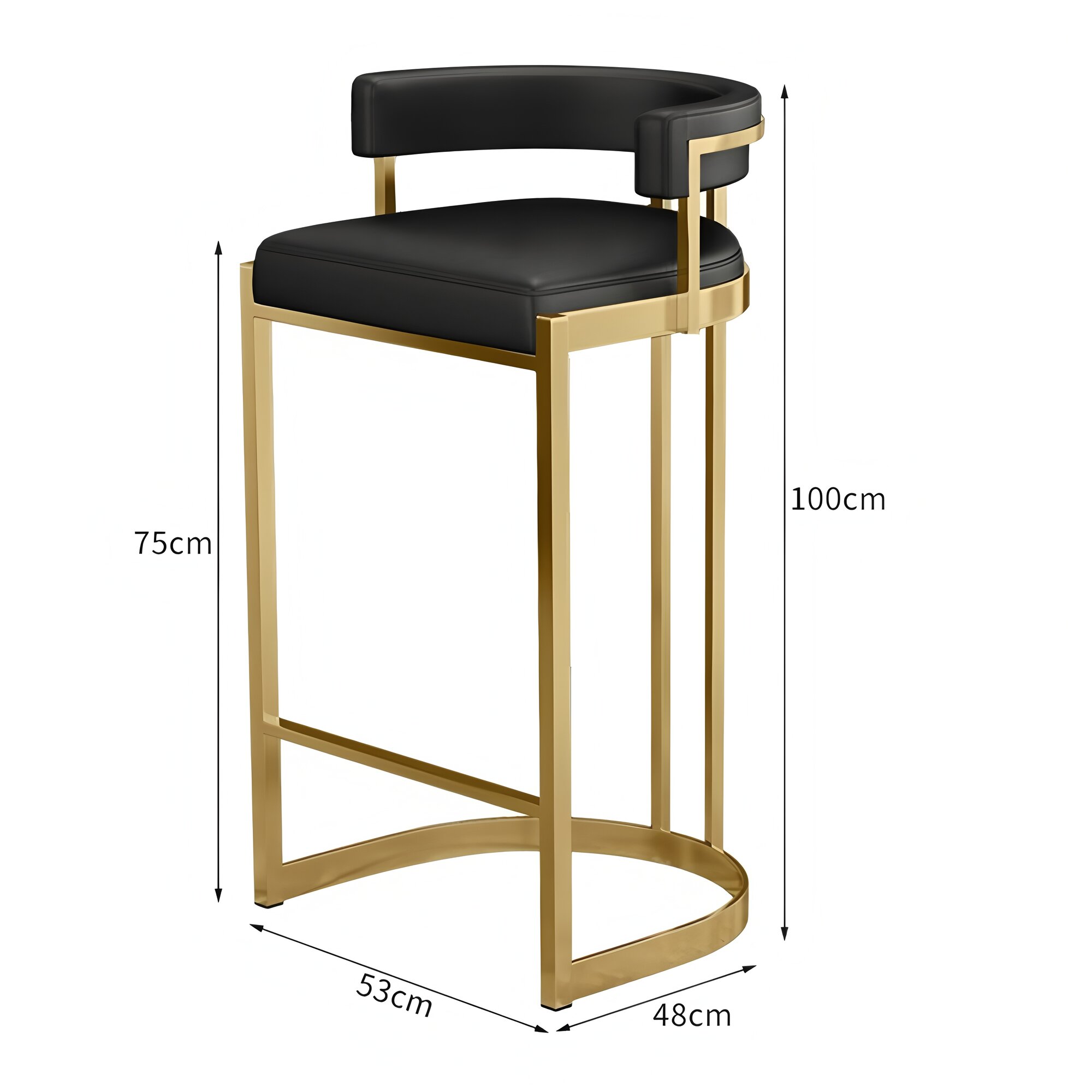 Барный стул, офисный, искусственная кожа, нержавеющая сталь, черный