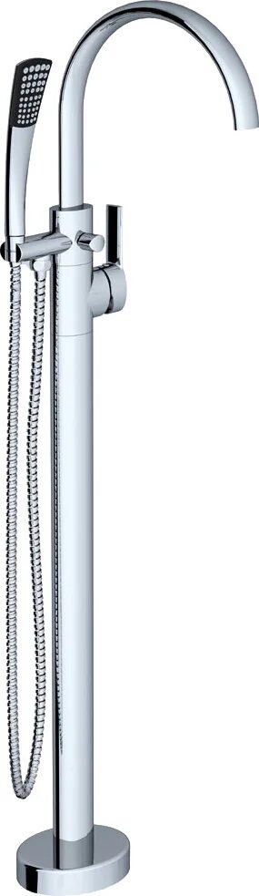 Напольный смеситель для ванны с душем Ravak FM-080.00 X070059 с душевым гарнитуром, хром, глянцевый, латунный, с керамическим картриджем