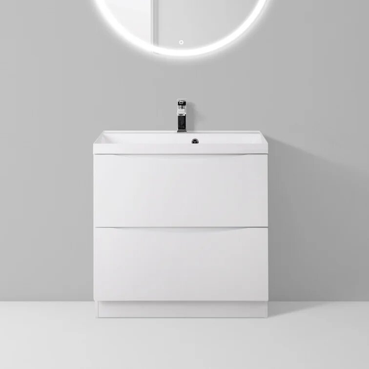 Тумба под раковину без столешницы BelBagno Marino 60 напольная, белая, глянцевая, из МДФ, тумба для ванной, с ящиками, с доводчиками