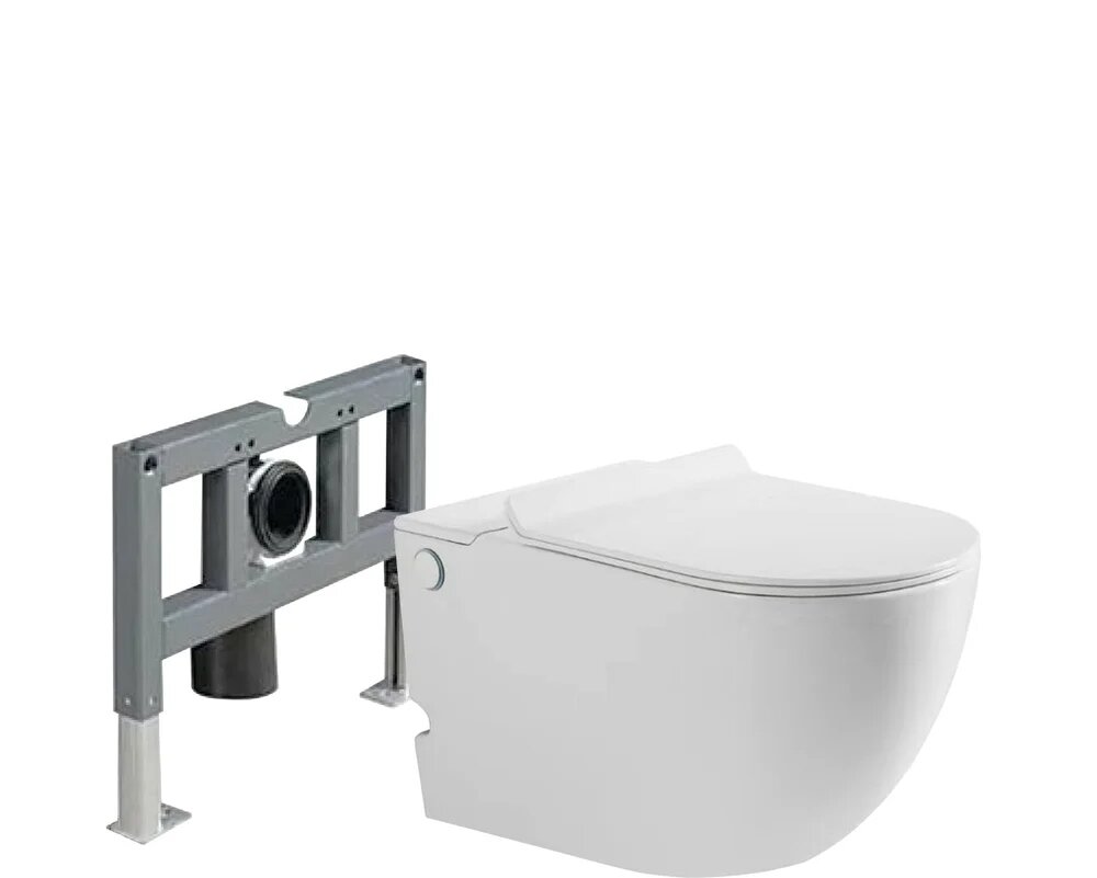 Унитаз подвесной SantiLine SL-5031 с микролифтом, безободковый, фаянсовый, антивсплеск, белый, овальный