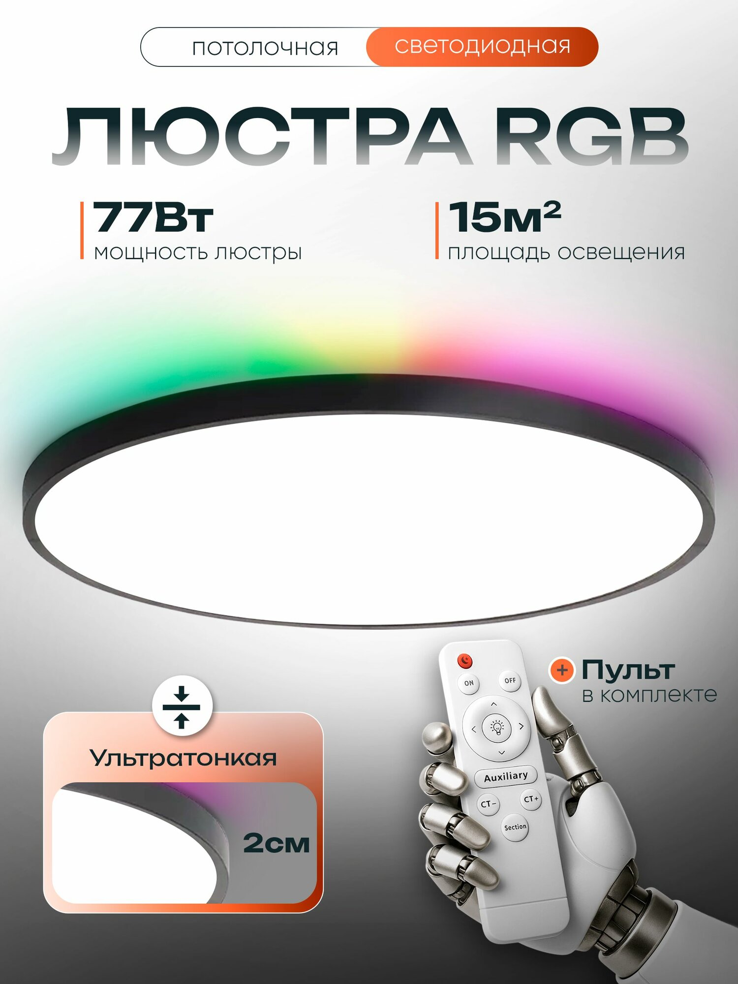 WEDO LIGHT Люстра потолочная светодиодная с пультом для спальни, кухни, гостиной