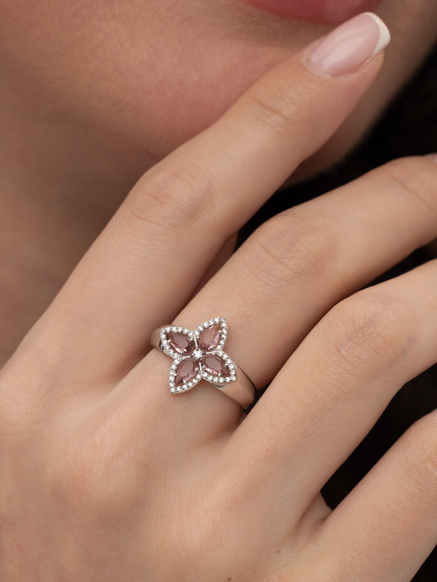 Печатка, серебро, 925 проба, родирование, фианит