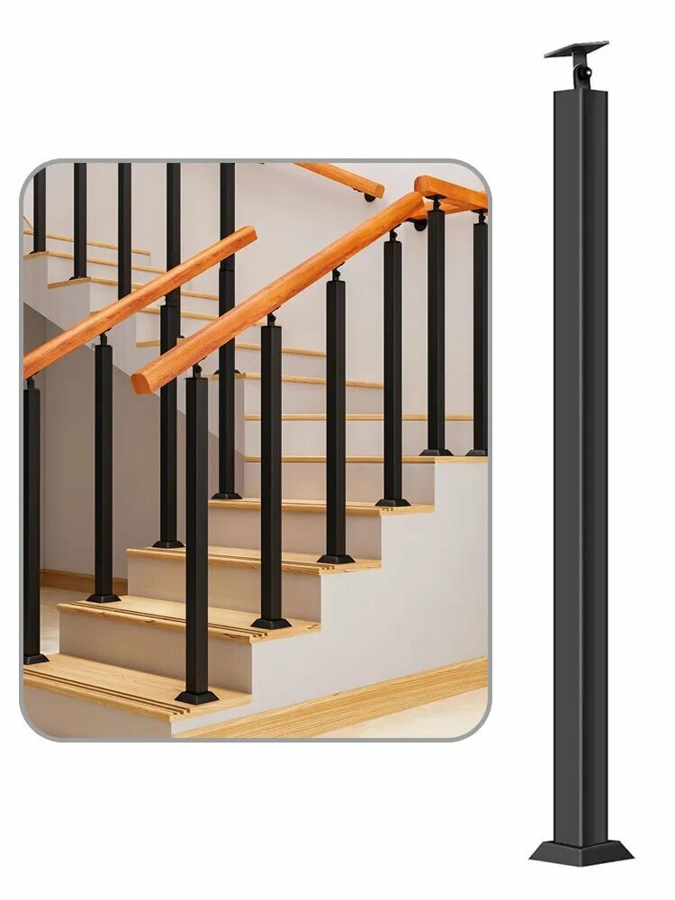 Металлические стойки для лестничных перил,1корень кованые опоры черного цвета с креплениями для дома, лофта, крыльца