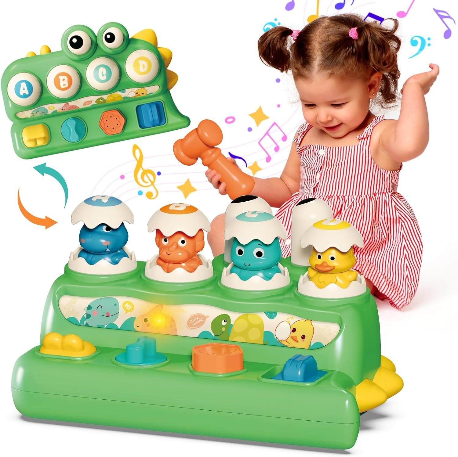 Стучалка с молоточком Bibi-Inn Динозаврик FCJ1262616, зеленый