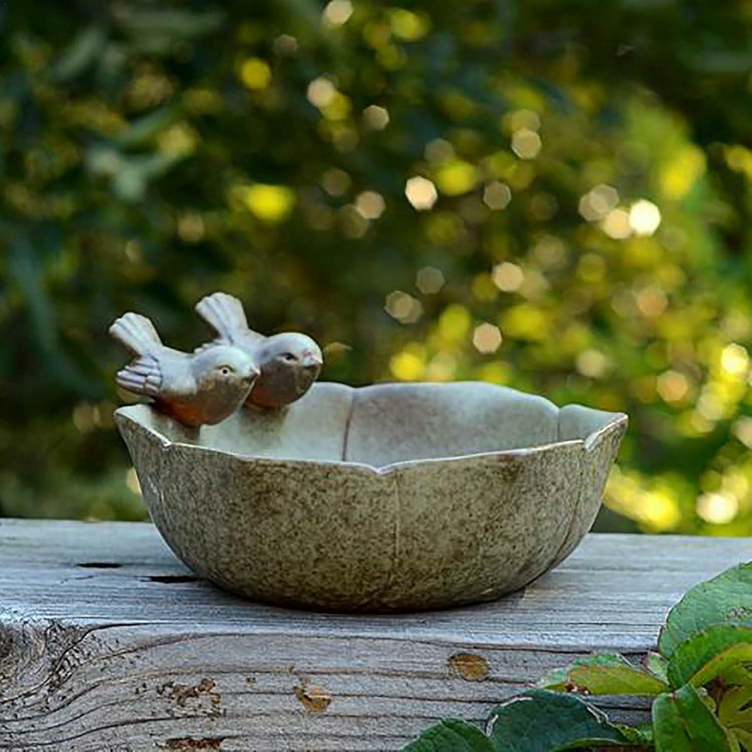 Уличная поилка MOOIKA, керамическая, с декоративными птичками