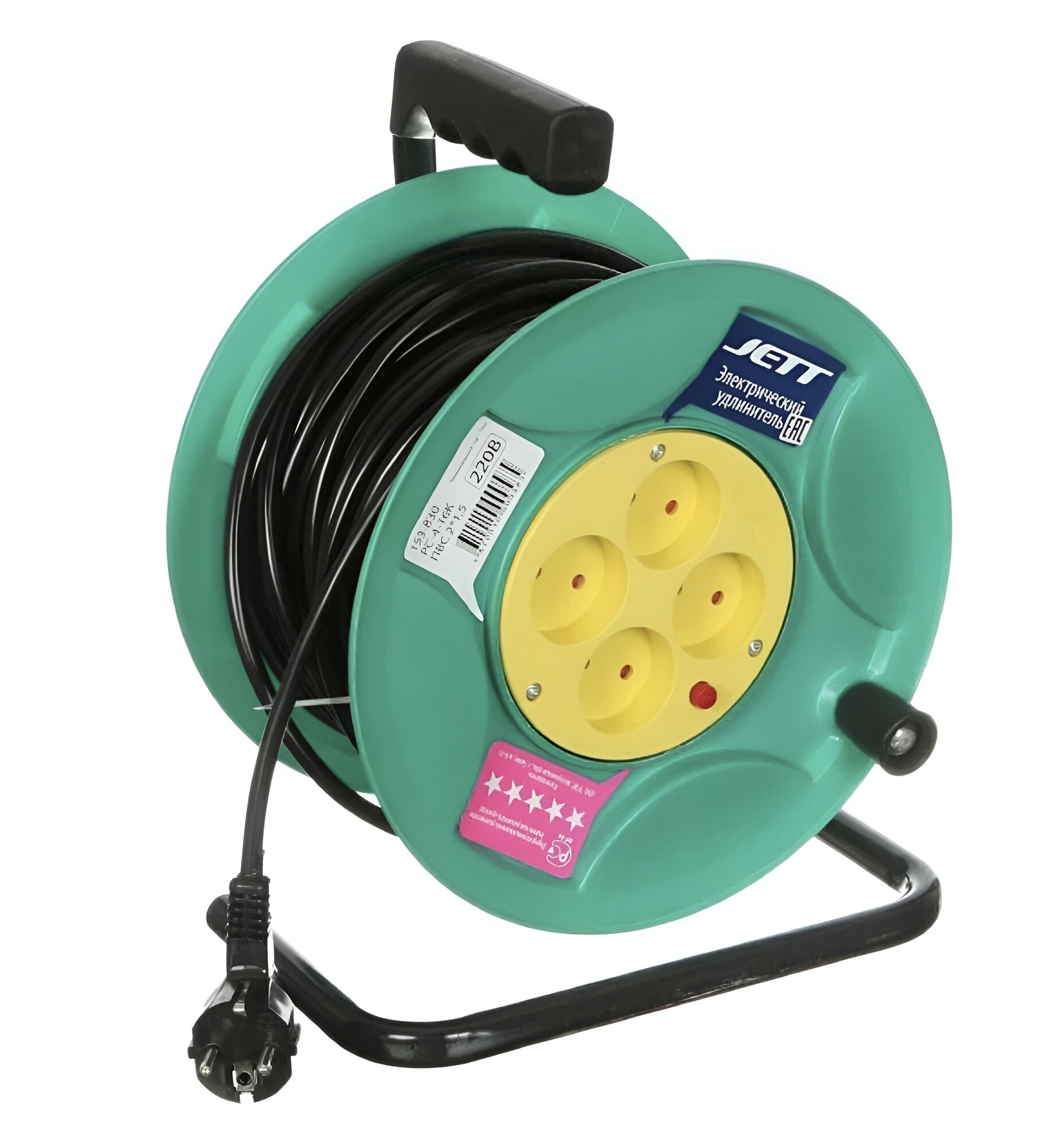 Удлинитель на катушке 4 гнезда 2*1,5 40м Jett сделано из прочных и качественных материалов