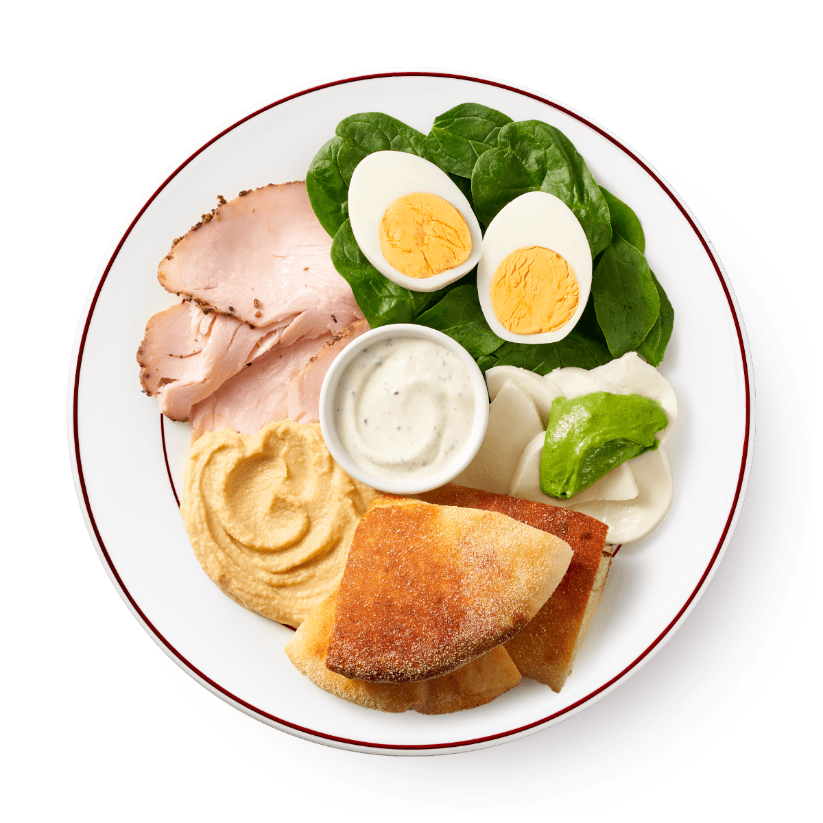 Завтрак Средиземноморский с яйцом, индейкой и хумусом All Day