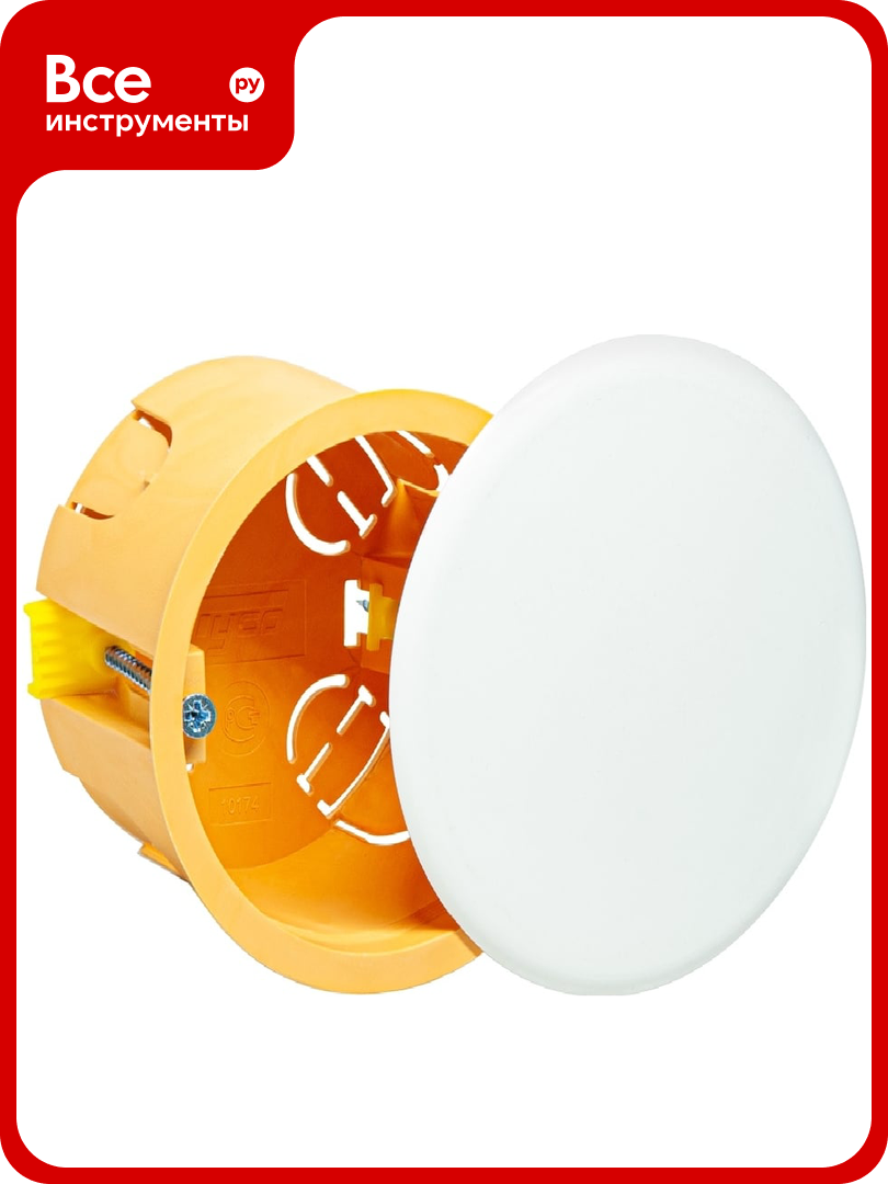 Распределительная коробка Рувинил Тусо для гипсокартона скрытой проводки D 80 мм Н45 мм не распространяет горение 10174НГ