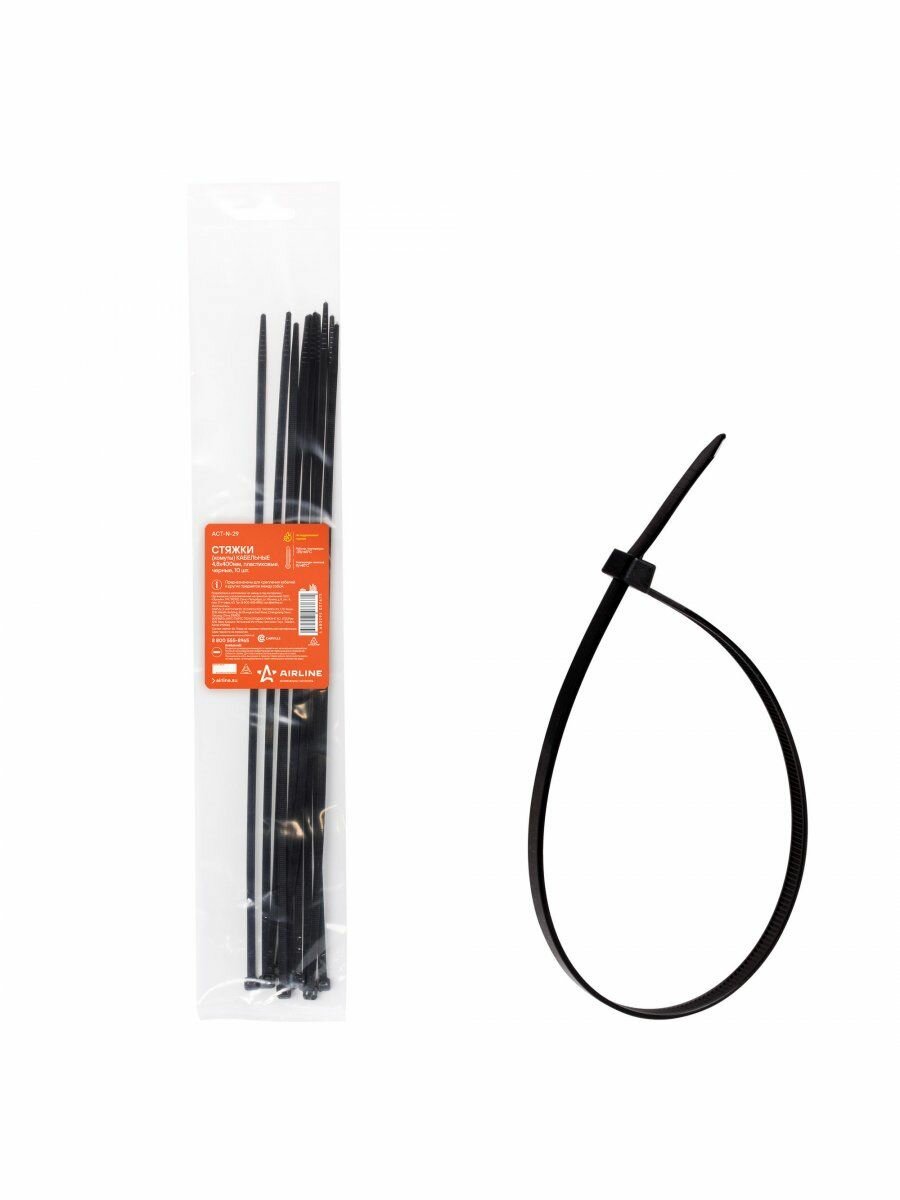 Стяжки (хомуты) кабельные 4,8x400 мм, 10 шт. AIRLINE ACTN29