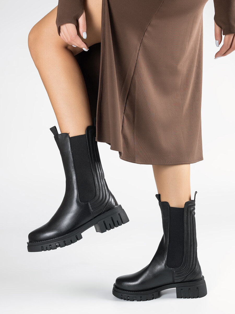 Ботинки челси натуральная кожа зимние утепленные женские 2025-2026