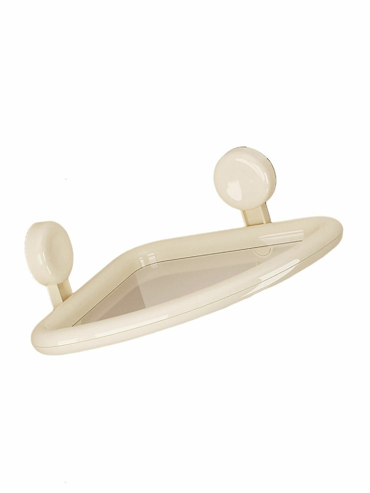 Стеллаж для ванной, Треугольная стойка с присоской для ванной комнаты-кремово-белая