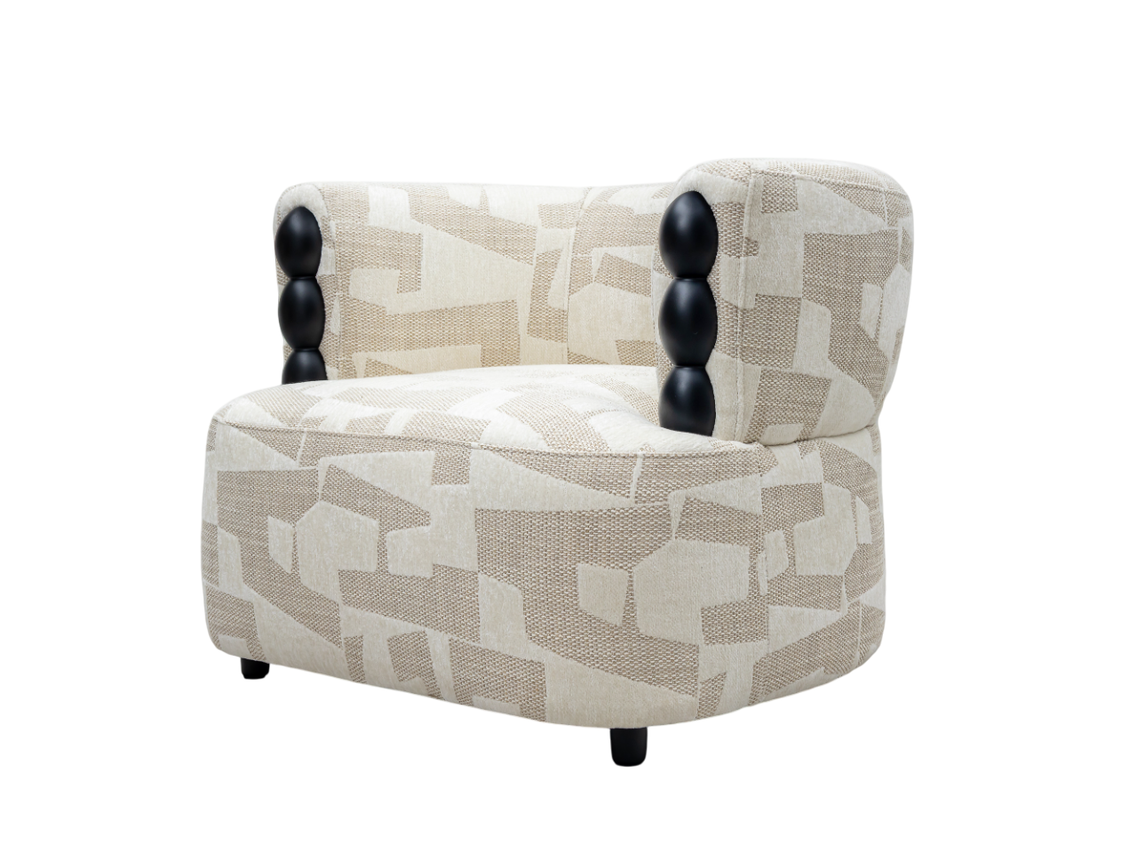 Кресло Boise, Каркас - березовая фанера, Декоративные элементы из каучукового дерева, Наполнитель - ППУ, Обивка - ткань