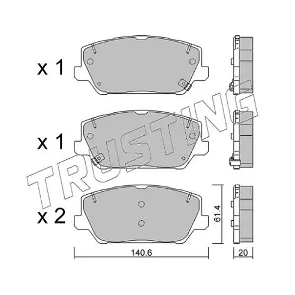 TRUSTING 1241.0 колодки дисковые передние\ ix35, Carens (Каренс) / Sportage (Спортедж) 1.6-2.0i / crdi 07