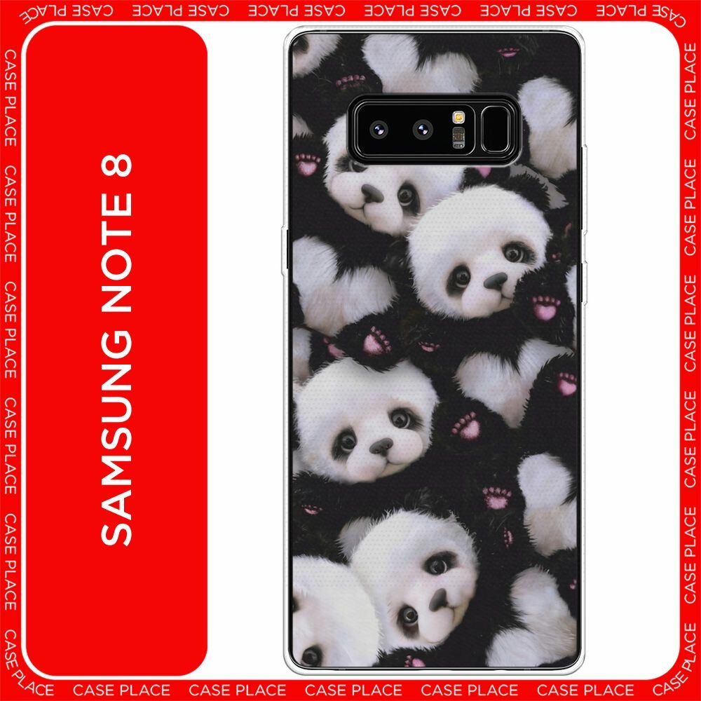 Чехол на Samsung Galaxy Note 8 / Самсунг Галакси Нот 8 с принтом "Море панд"